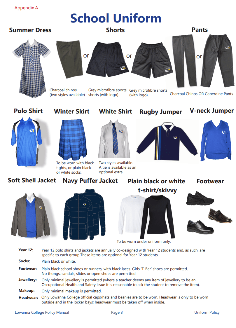 College Uniforms - Lowanna College